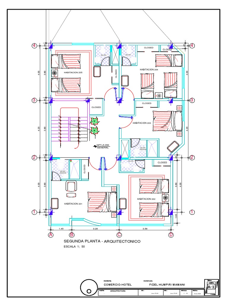 Planos Arquitectónicos Habitación 205 | PDF