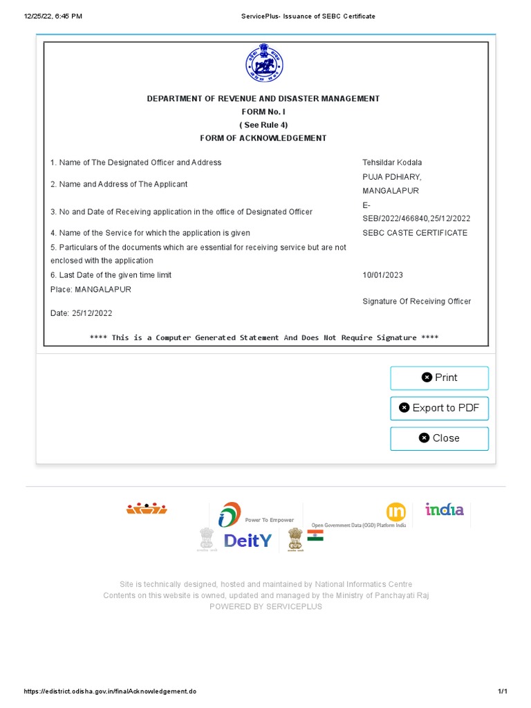 ServicePlus - Issuance of SEBC Certificate1 | PDF