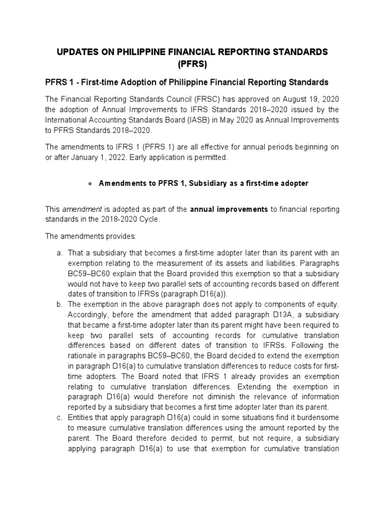 Updates On PFRS | PDF | Fair Value | International Financial Reporting ...