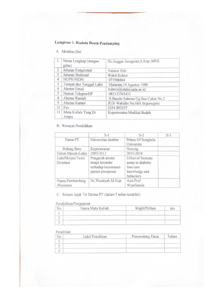 Lampiran 1. Biodata Dosen Pendamping | PDF