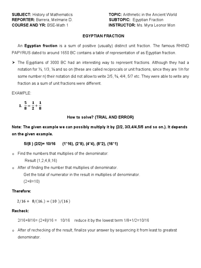 Egyptian Fraction PDF | PDF | Abstract Algebra | Elementary Mathematics
