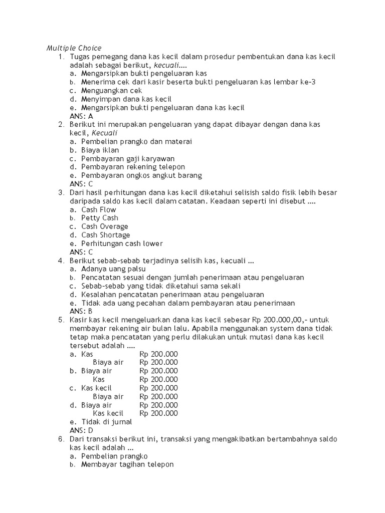 PTS Ganjil Mapel Pengelolaan KAS Kode 43B | PDF