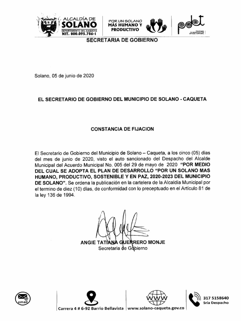 SOLANO Plan de Desarrollo 2020 2023 | PDF