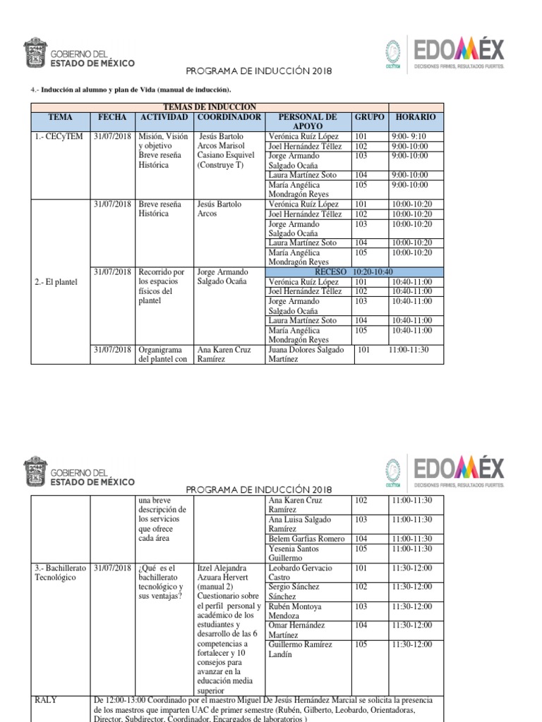 Programa de Induccion | PDF