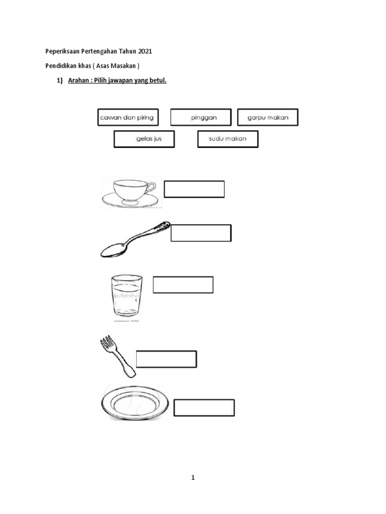 Peperiksaan Pertengahan Tahun 2021 (Asas Masakan) | PDF