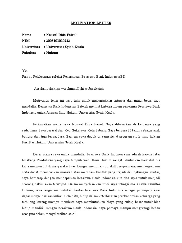 Motivation Letter | PDF