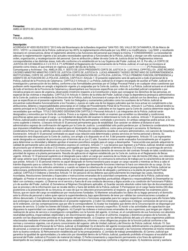 Acordada 4203 Roles Judicial | PDF