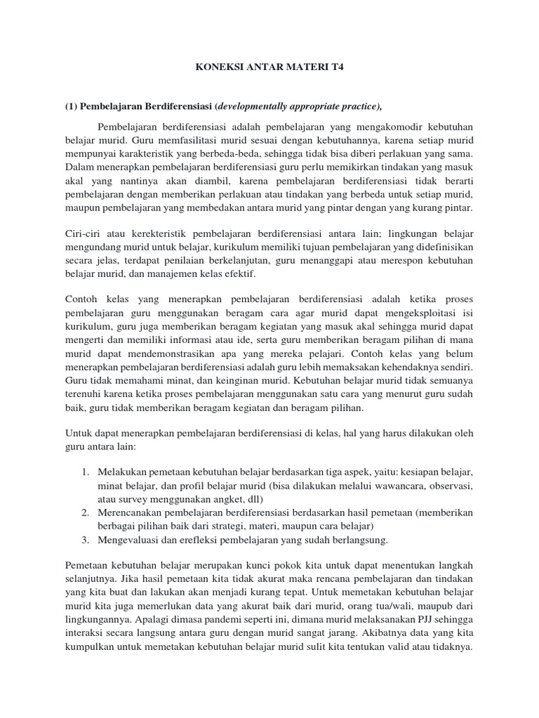 Koneksi Antar Materi T4 PPDP | PDF