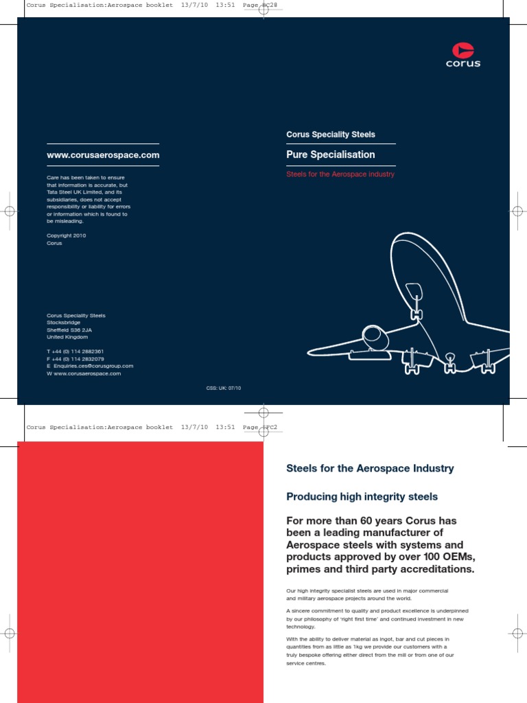 Corus Aerospace Spec Booklet | PDF | Steelmaking | Steel
