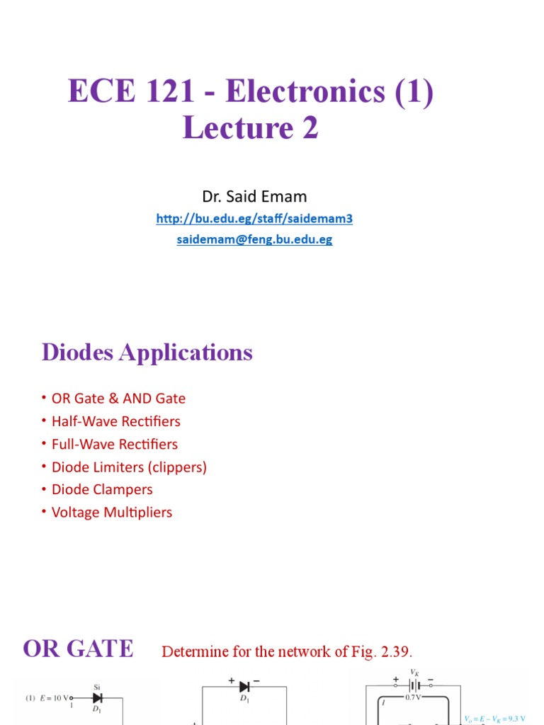 ECE 121 Lecture 2 | PDF | Rectifier | Diode