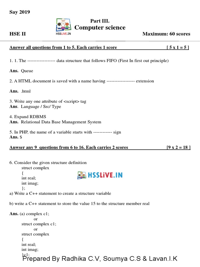 Hsslive Xii Computer Science Solved Question Bank Lavan Radhika Soumya ... Hsslive Xii Computer Science Solved Question Bank Lavan Radhika Soumya ...