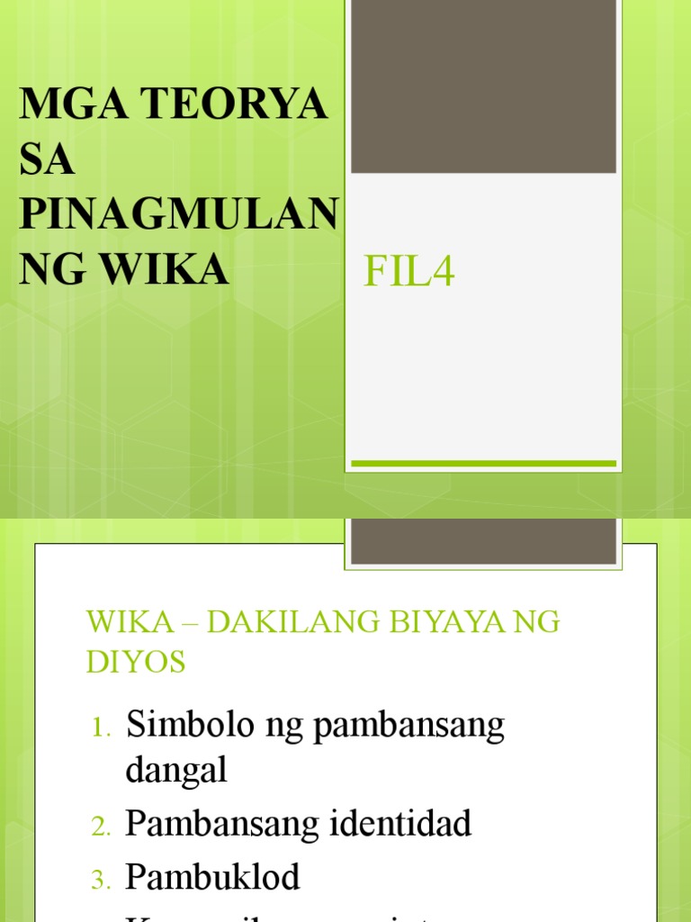 Teorya Sa Pinagmulan NG Wika | PDF