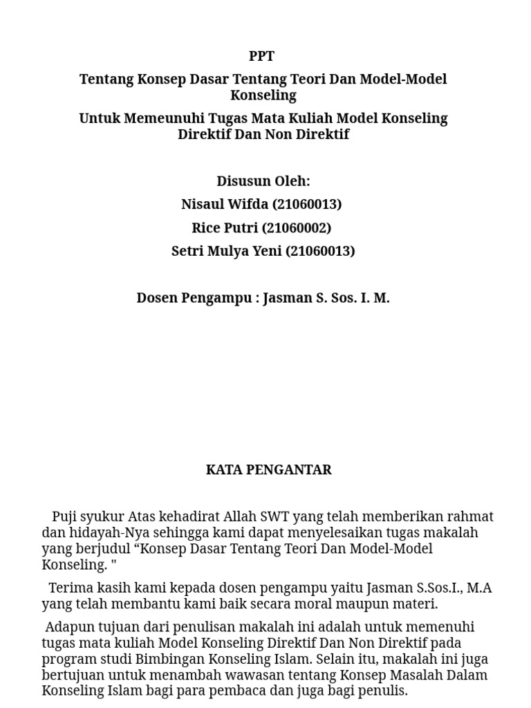 ppt model konseling kelompok 1 | PDF