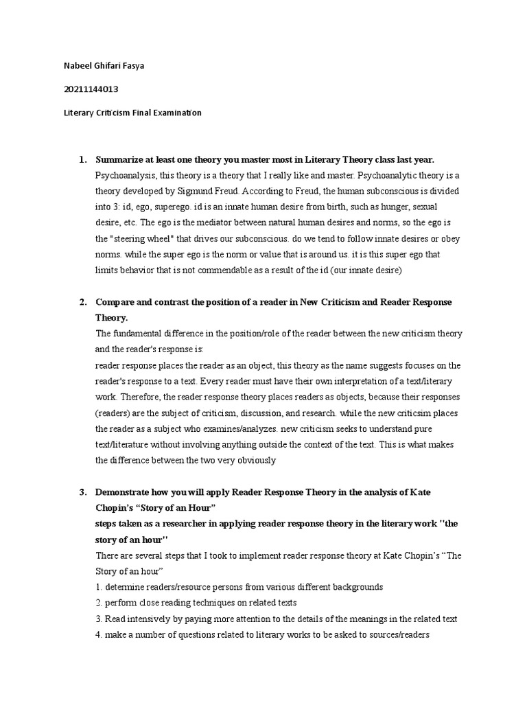 Literary Theories and Analysis Techniques | PDF | Id | Deconstruction