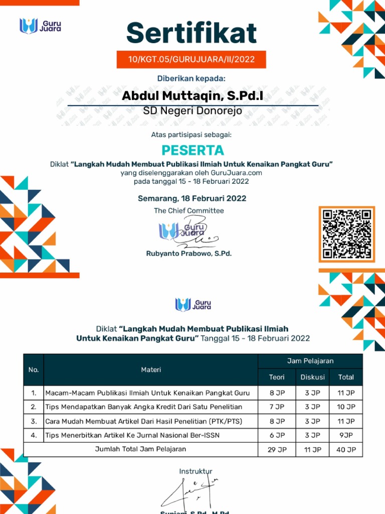 Abdul Muttaqin, S.Pd.I Sertifikat Publikasi Ilmiah PDF | PDF