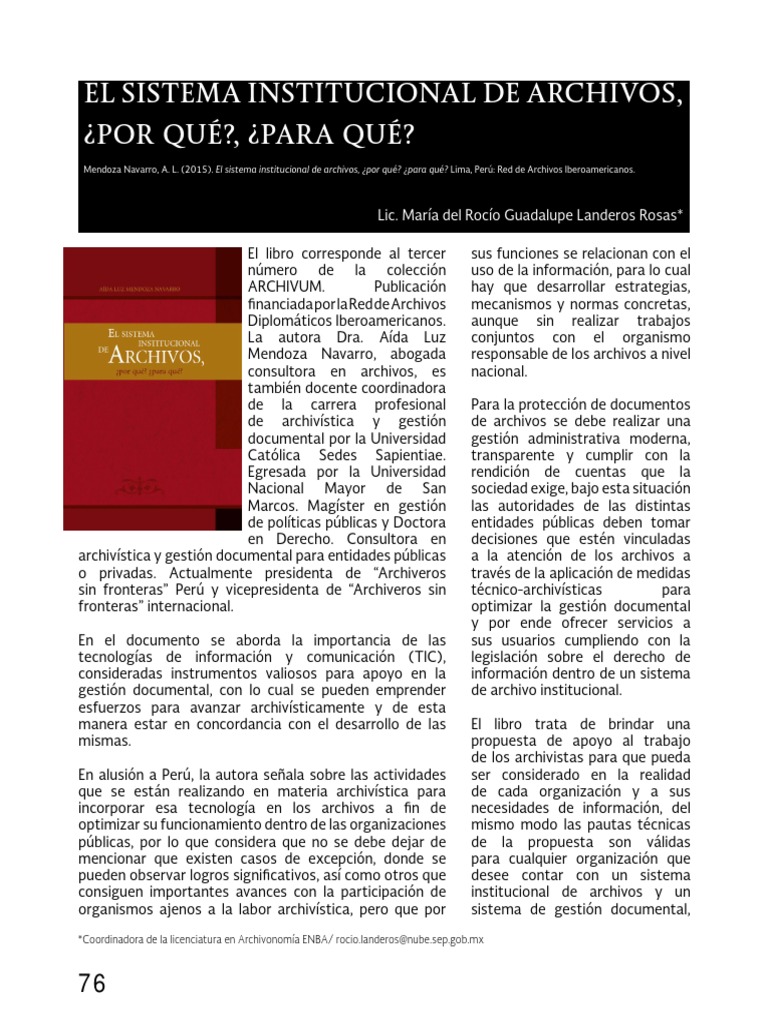 El Sistema Institucional de Archivos, ¿Por Qué?, ¿Para Qué?: Lic. María ...