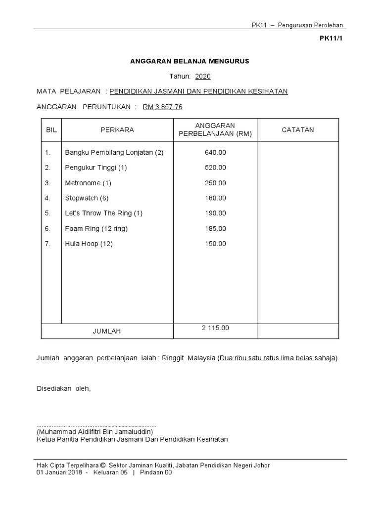 PK11 1 Anggaran Perbelanjaan | PDF