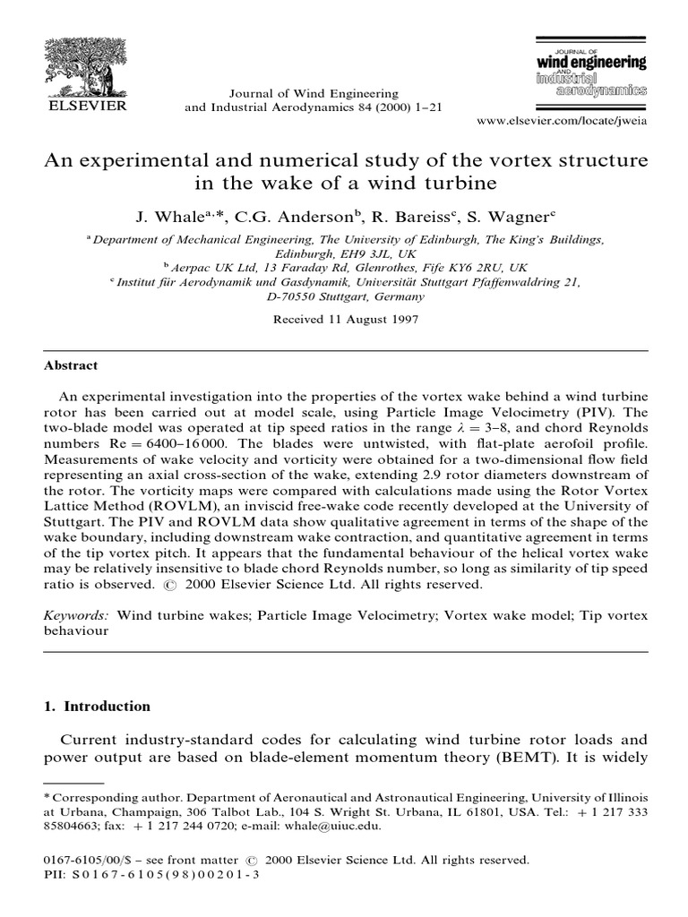 Vortex Wake Analysis of Wind Turbines | PDF | Vortices | Airfoil
