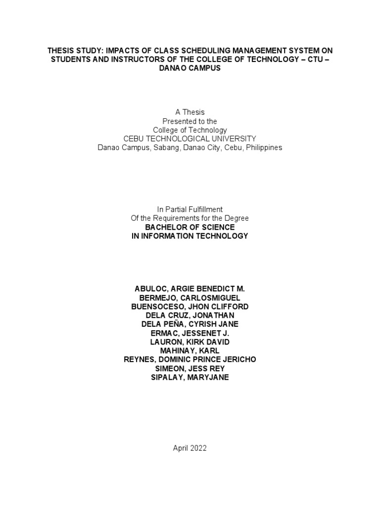 Assessing the Impacts of Implementing a Class Scheduling Management ...
