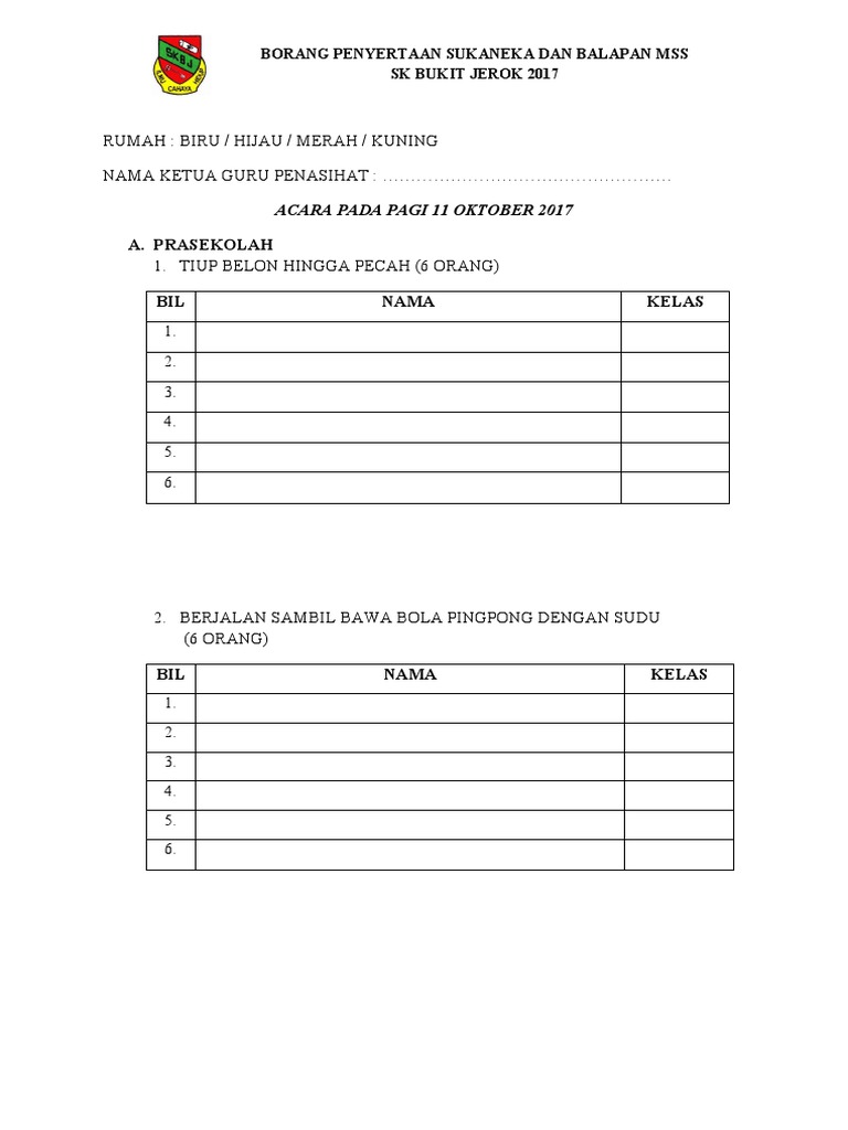 Borang Peserta | PDF