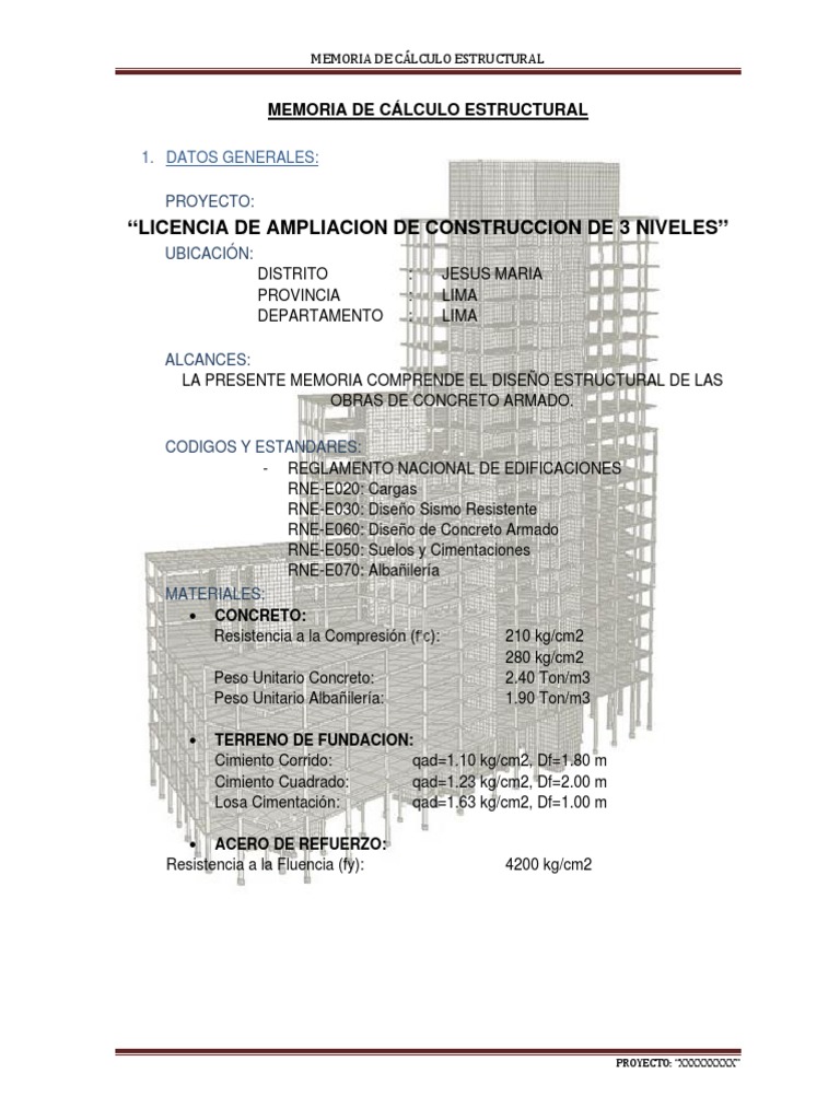 Memoria de Cálculo - Edificio | PDF | Fundación (Ingeniería) | Hormigón