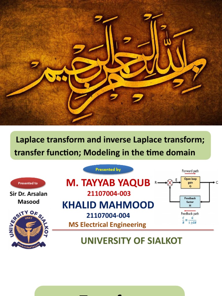 Presentation On Laplace and Inverse Transform, TF and TD Modeling | PDF | Mathematics ...