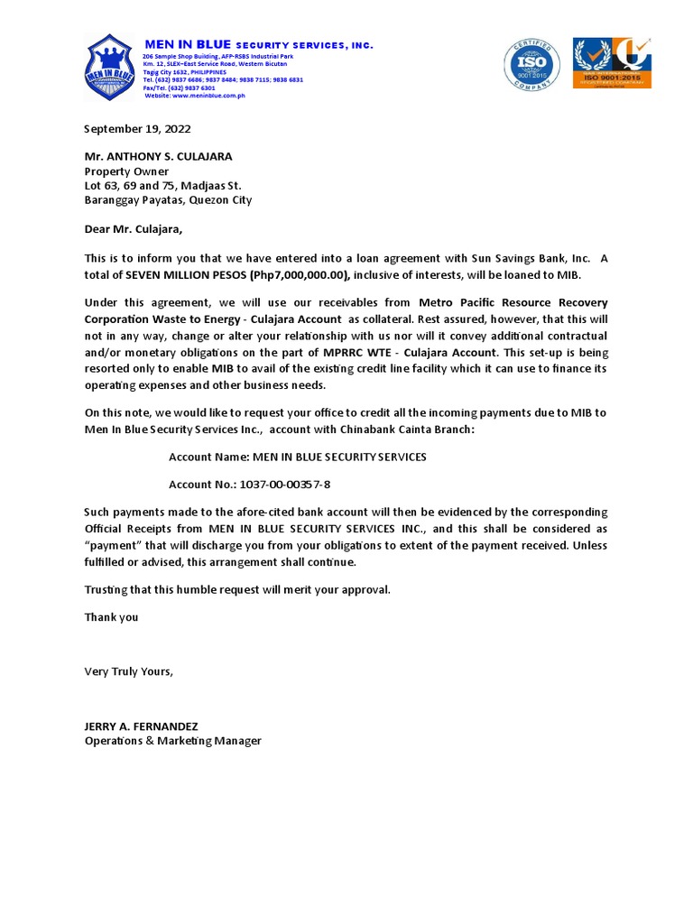 Notification Letter | PDF | Finance & Money Management