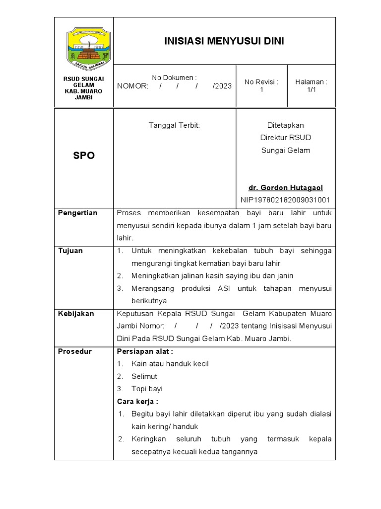 Sop Inisiasi Menyusui Dini | PDF