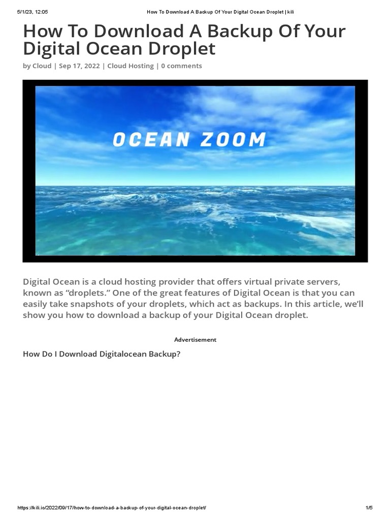 How To Download A Backup of Your Digital Ocean Droplet - Kili | PDF ...