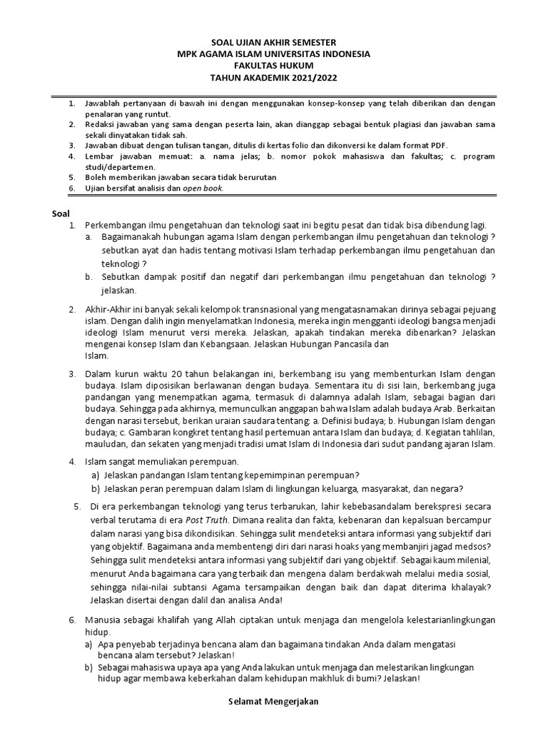 Uas Mpkai Fak Hukum Ui 2021 2022 Pdf Pdf