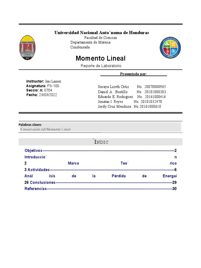 Análisis de Colisiones y Momento Lineal | PDF | Impulso | Las leyes del ...