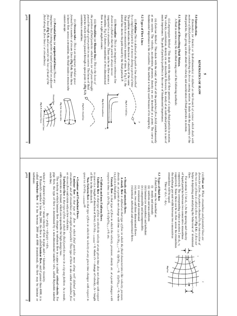 Kinematics of Flow | PDF | Fluid Dynamics | Reynolds Number