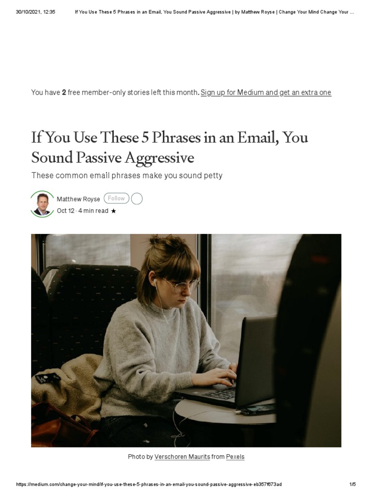 If You Use These 5 Phrases in An Email, You Sound Passive Aggressive ...