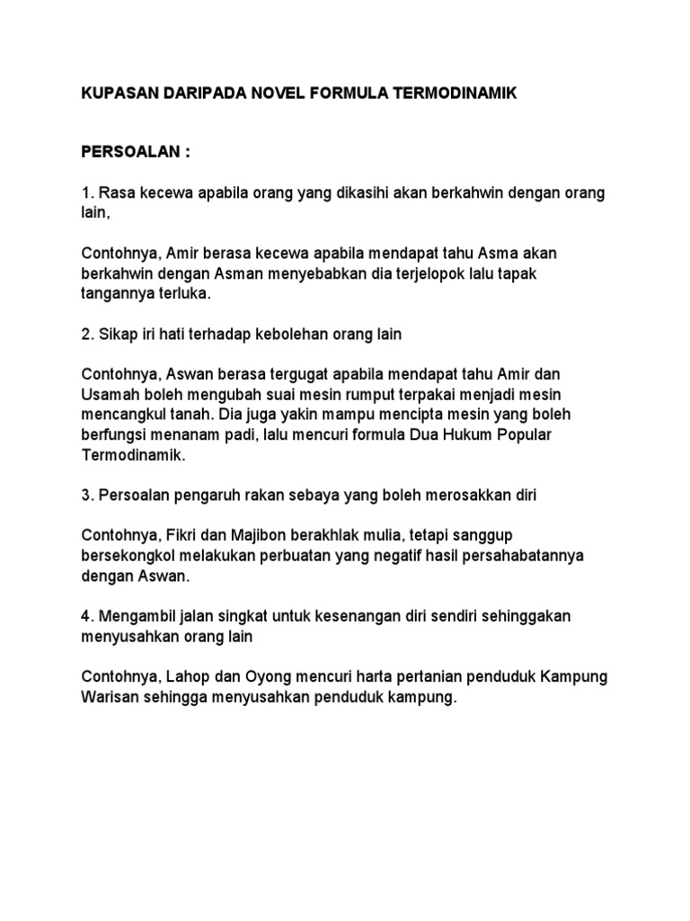 Kupasan Daripada Novel Formula Termodinamik | PDF