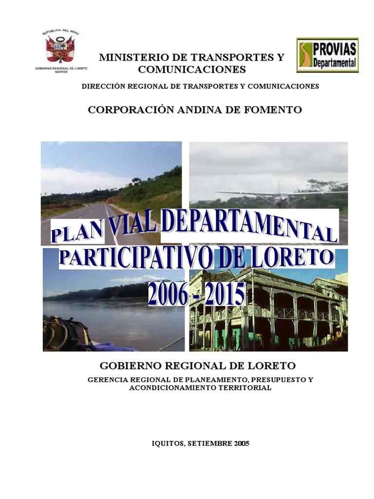 Plan Vial Departamental Loreto 2006-2015 | PDF