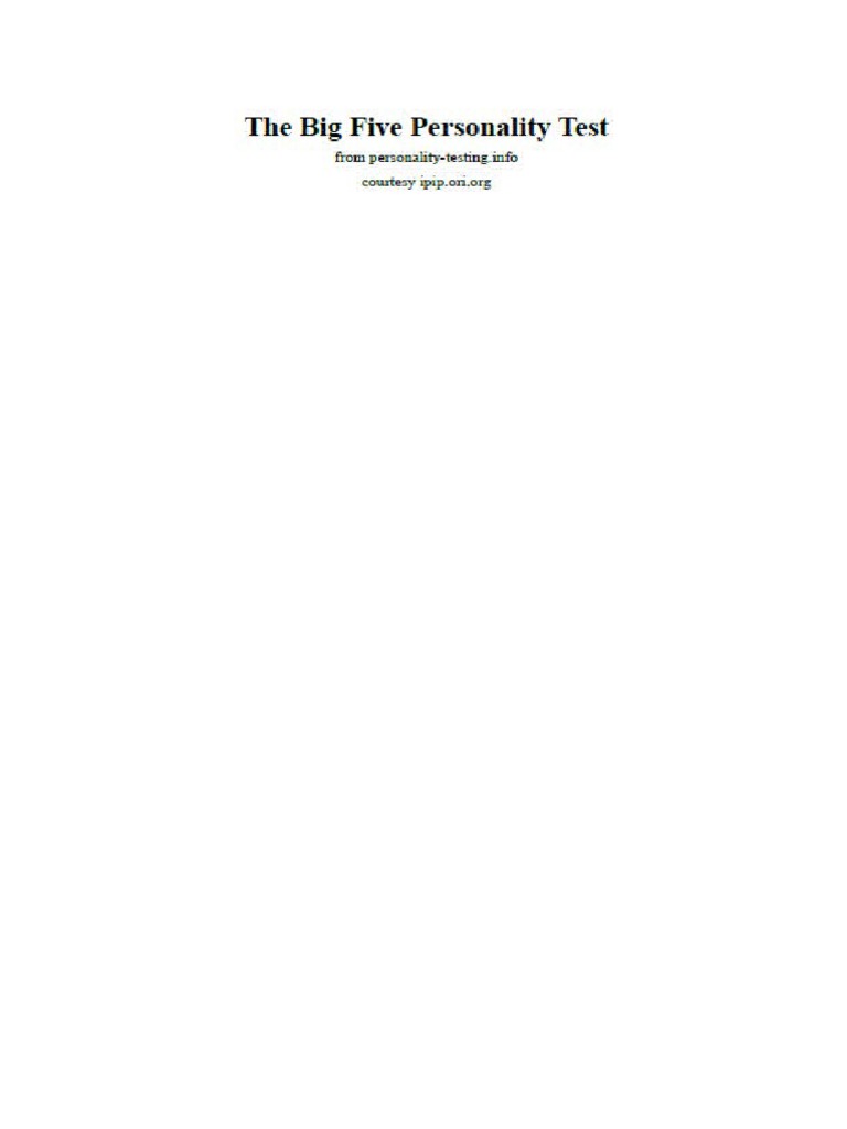 Personality Test | PDF