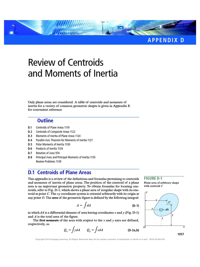 Review of Centroids and Moments of Inertia: Appendixd | PDF | Metrology | Space