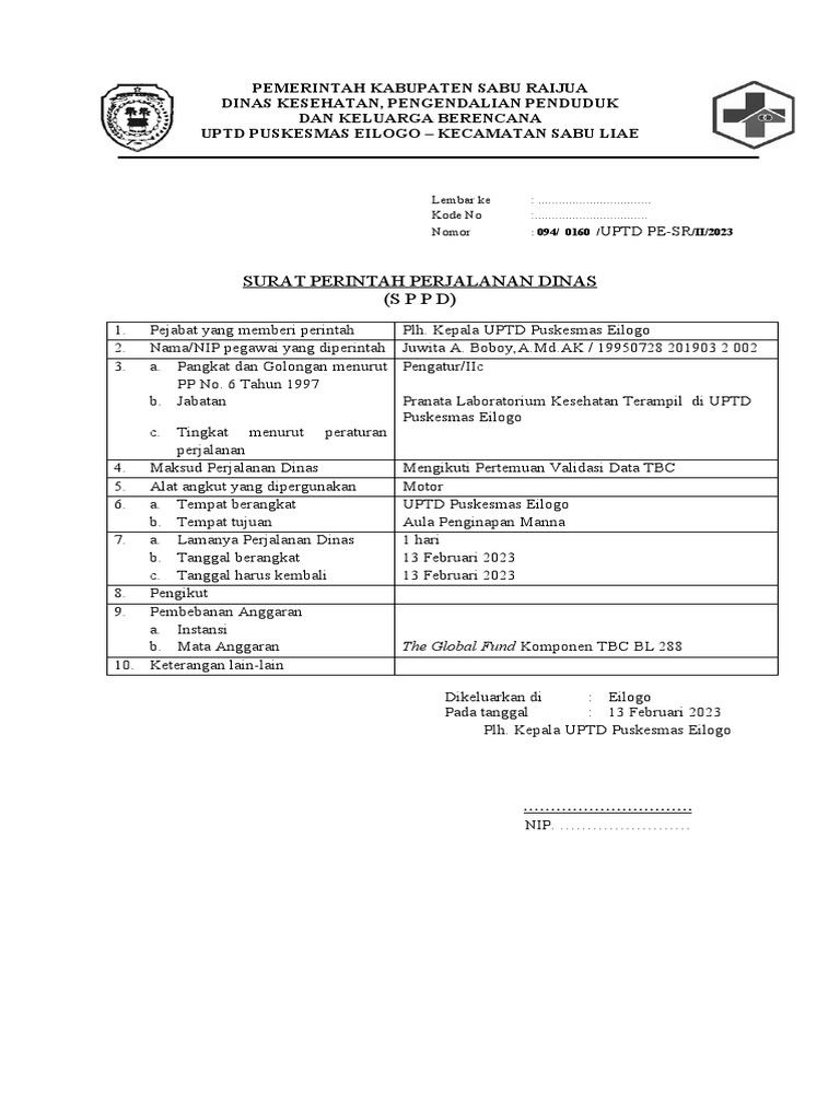 SPPD Validasi Data TBC Sabu Raijua | PDF