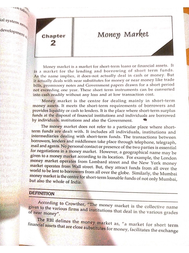 Unit 1 - Introduction To Money Market | PDF