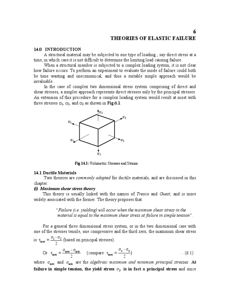 Theories of Elastic Failure: A Comparison of the Maximum Shear Stress Theory and Shear Strain ...