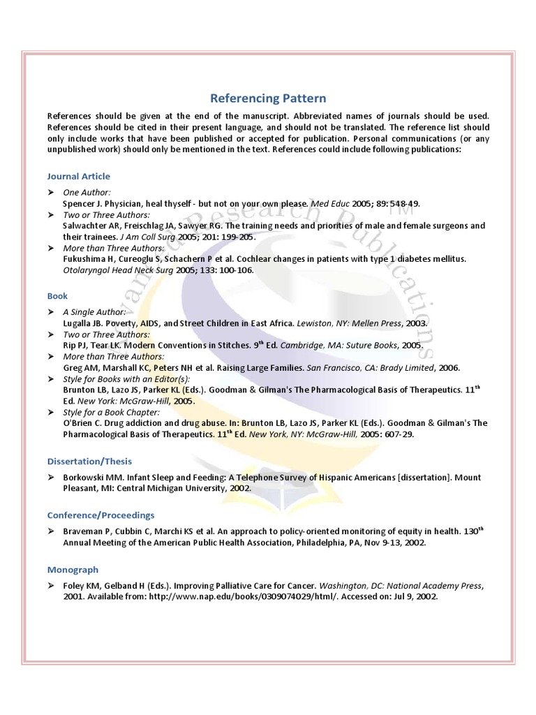 Referencing Pattern | Download Free PDF | Medicine | Clinical Medicine