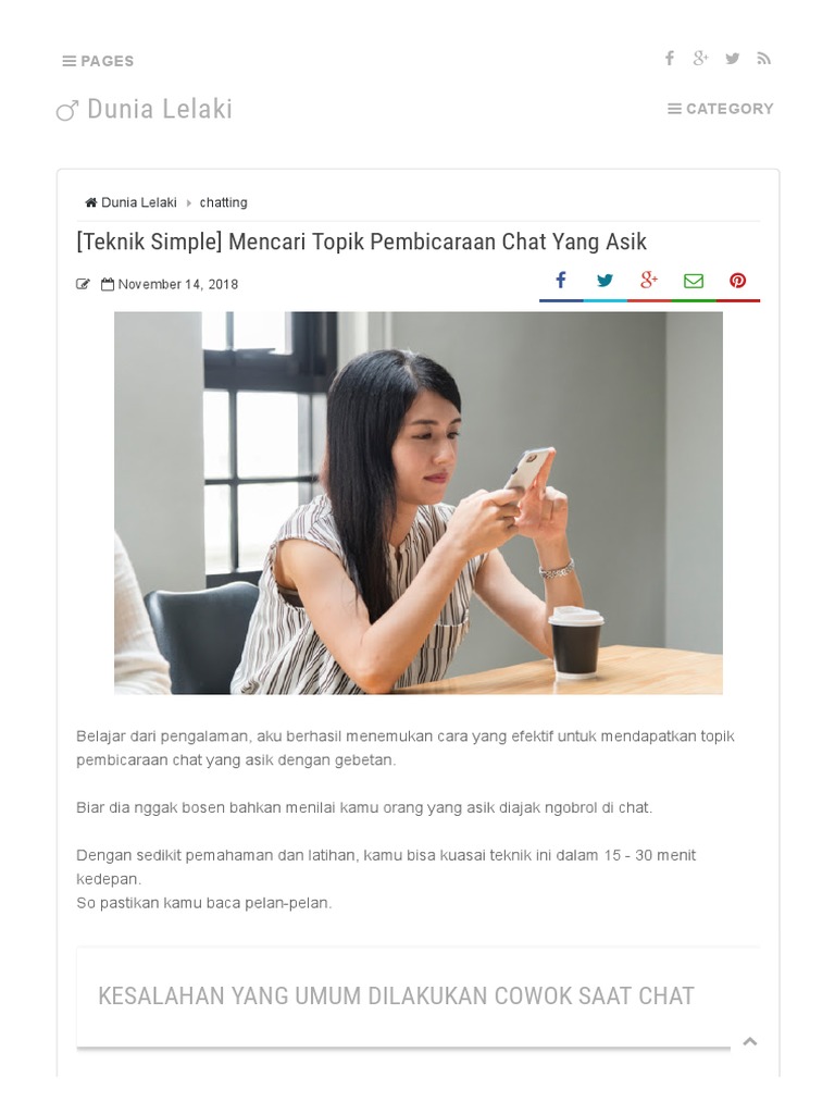 (Teknik Simple) Mencari Topik Pembicaraan Chat Yang Asik - Dunia Lelaki ...