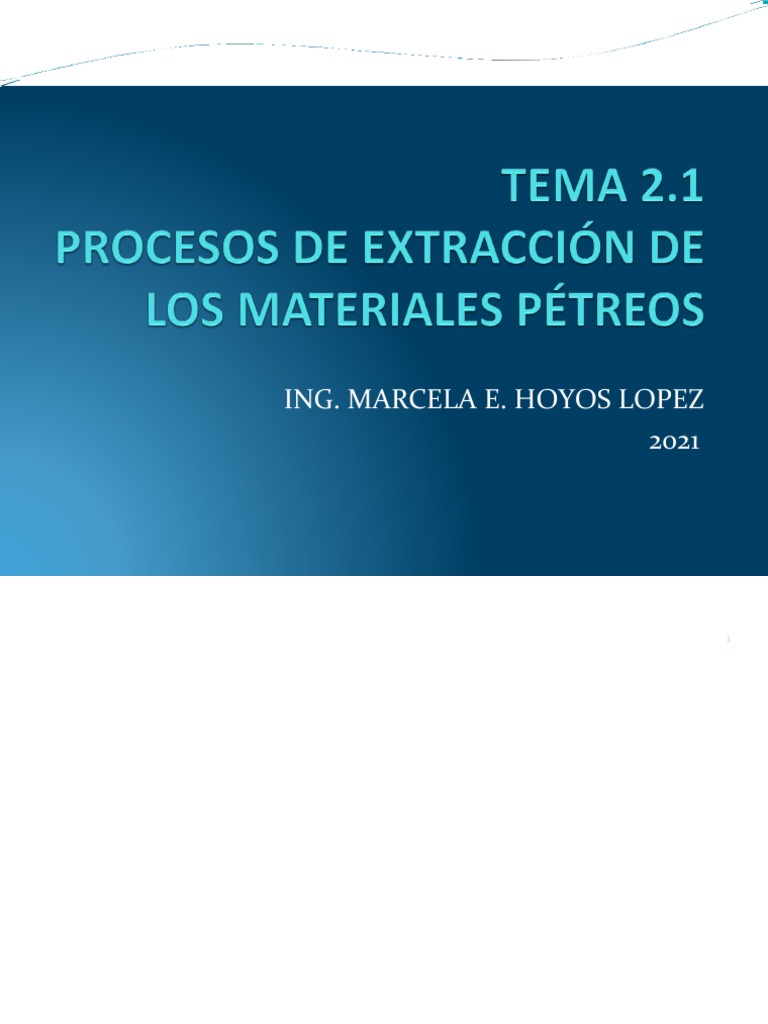 Tema 2.1 Procesos de Extraccion de Los Materiales Petreos | PDF | Cantera | Cemento
