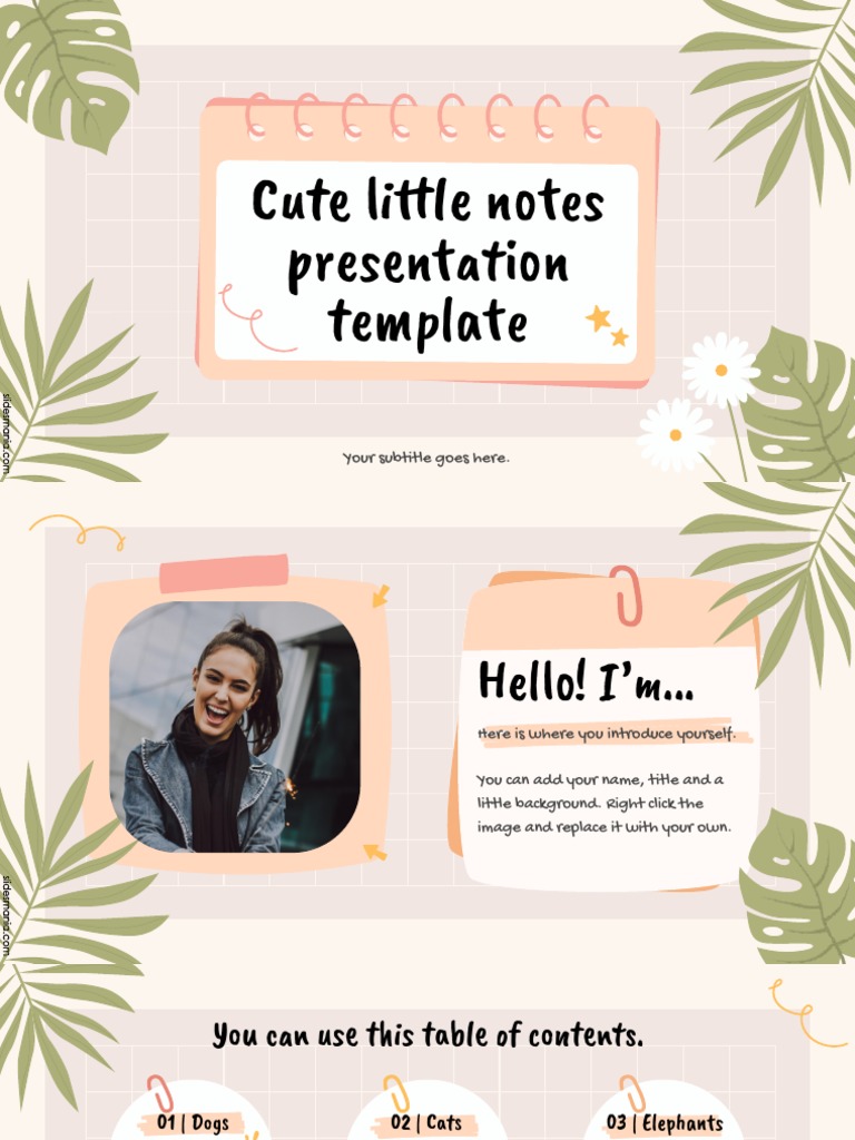 Cute Little Notes · SlidesMania | PDF | Domesticated Animals | Mammals