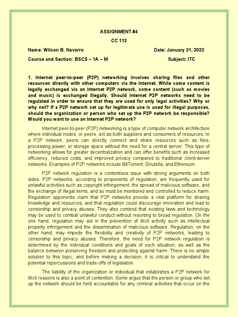 Assignment 4 in Itc | PDF | Peer To Peer | Malware