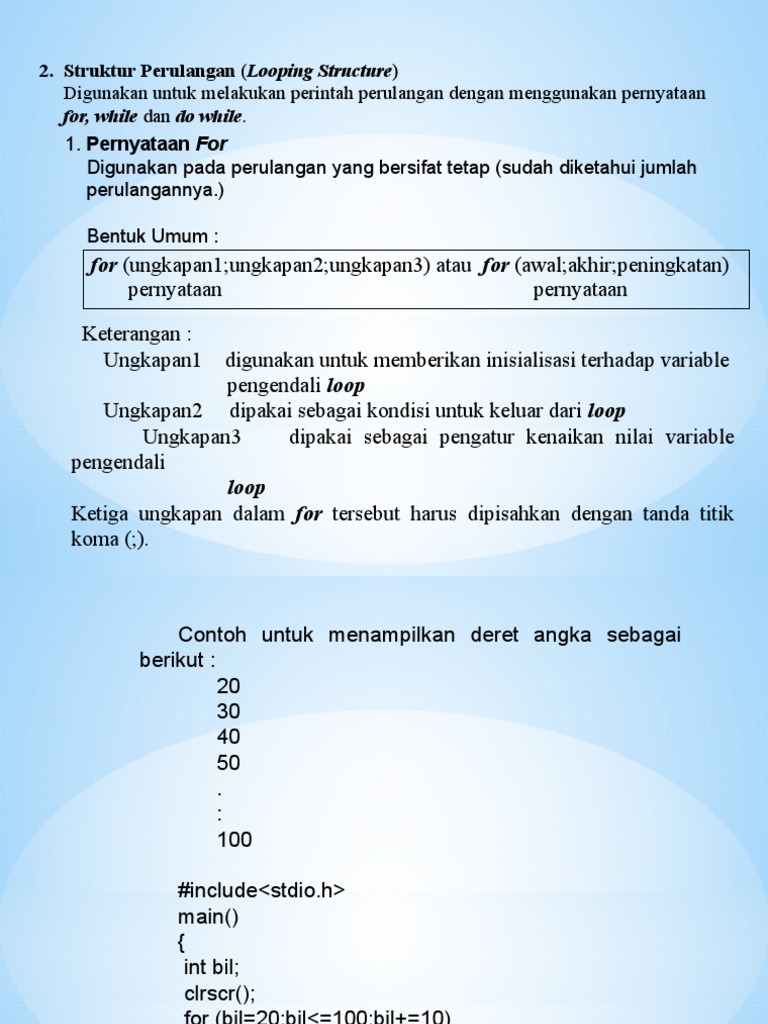 Panduan Looping dan Array C | PDF