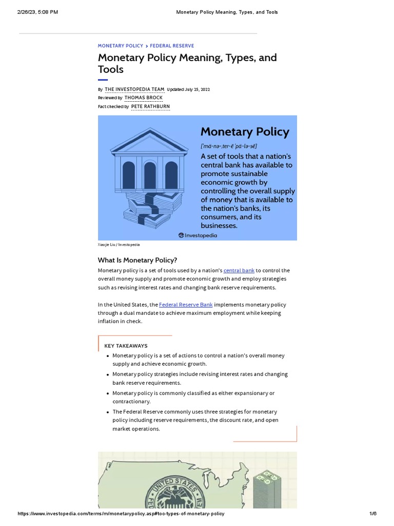 Monetary Policy Meaning, Types, and Tools | PDF | Monetary Policy ...