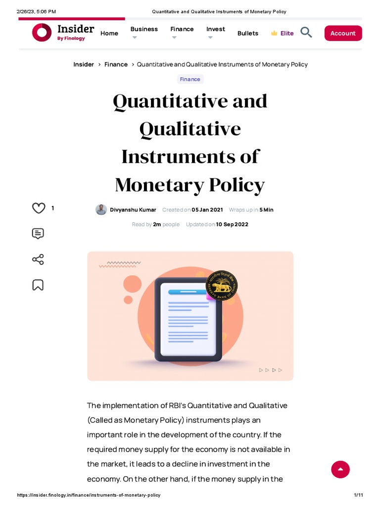 Quantitative and Qualitative Instruments of Monetary Policy | PDF ...