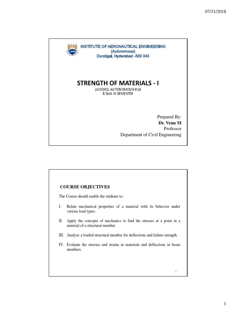 SM-I - PPT Revised | PDF | Deformation (Engineering) | Bending