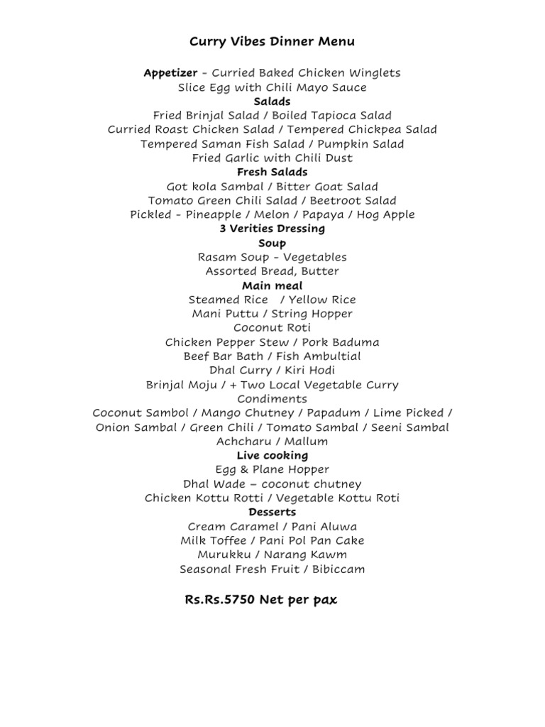 Curry Vibes Menu | PDF